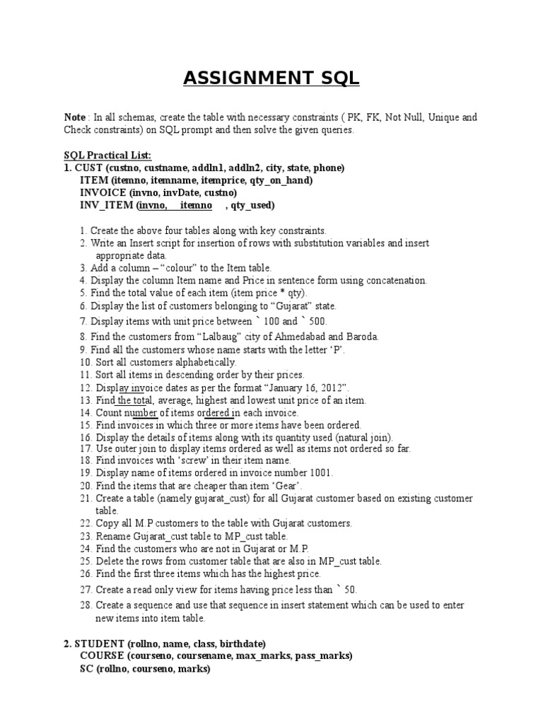 PL-SQL Assignment | PDF | Sql | Data Management
