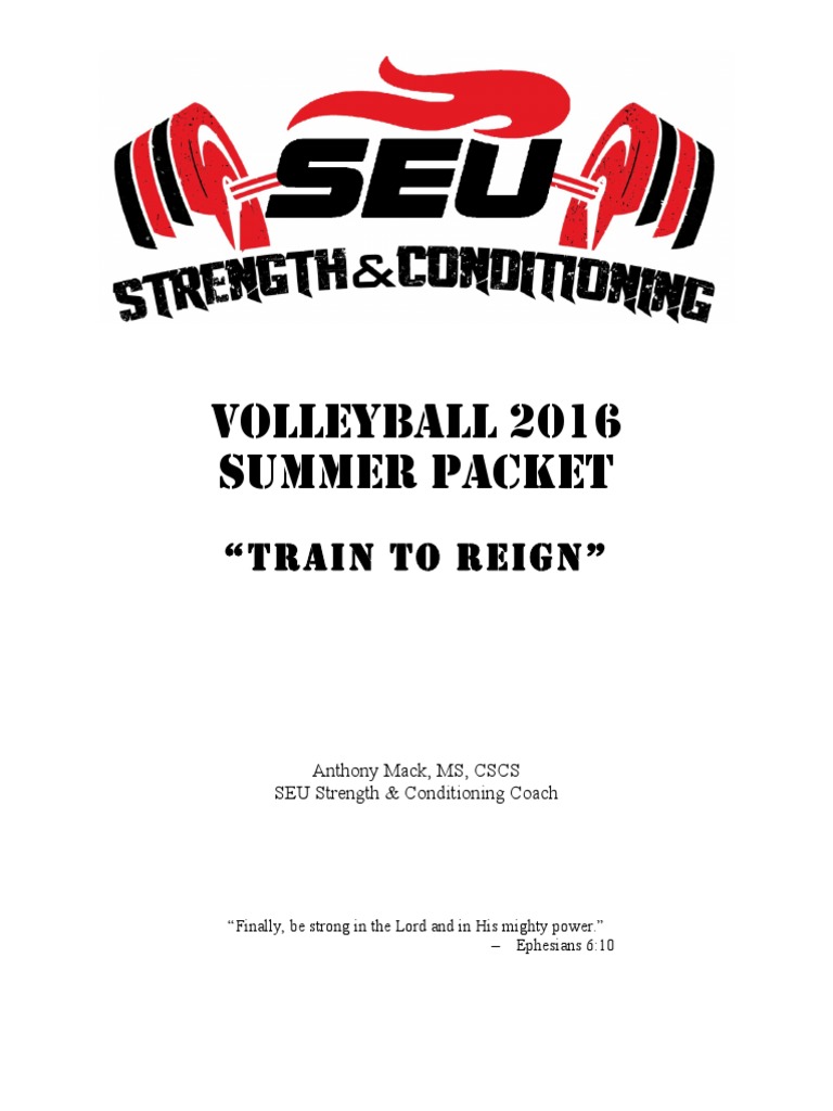 Volleyball Summer Training Packet | PDF | Anatomical Terms Of Motion ...