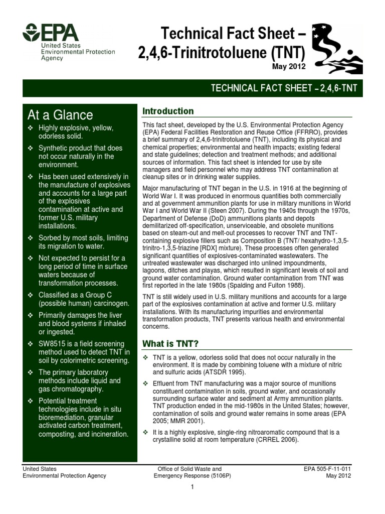 Technical Fact Sheet Tnt | Chemistry | Physical Sciences