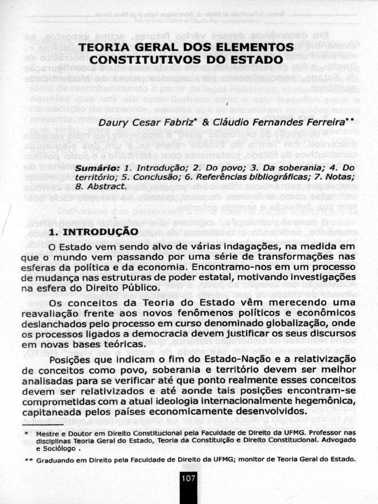 Elementos Constitutivos Do Estado | PDF | Estado | Democracia