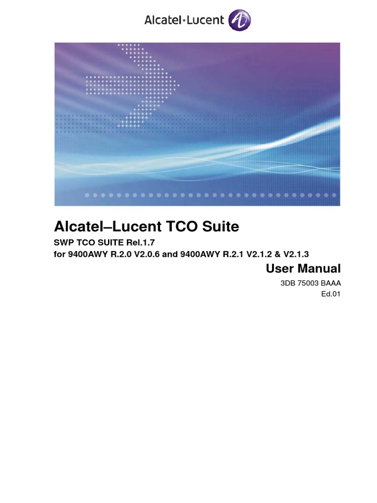 Alcatel Tco Suite Rel.1.7 For 9400awy r.2.1 v2.1.3 User Manual PDF ...