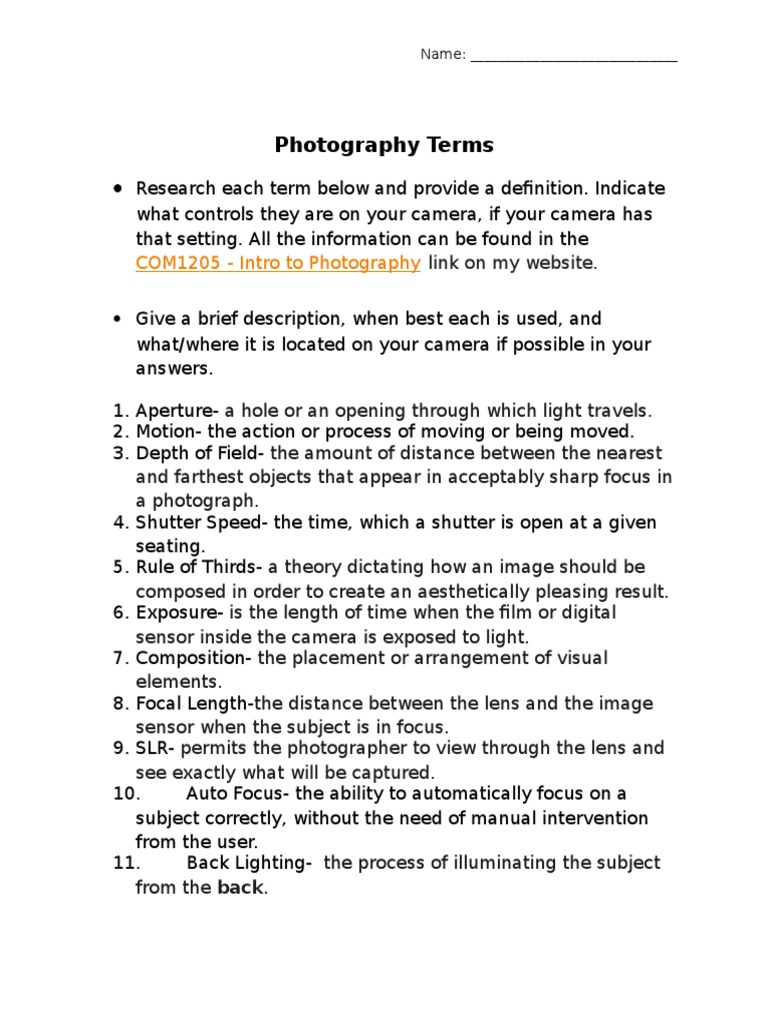 Essential Photography Terms Explained | PDF | Technology & Engineering
