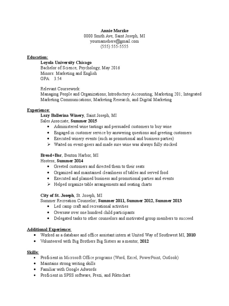 Annie Marzkes Resume Final Draft | PDF
