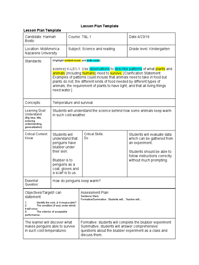 Living Things Blubber Lesson Plan 2 | PDF | Lesson Plan | Learning