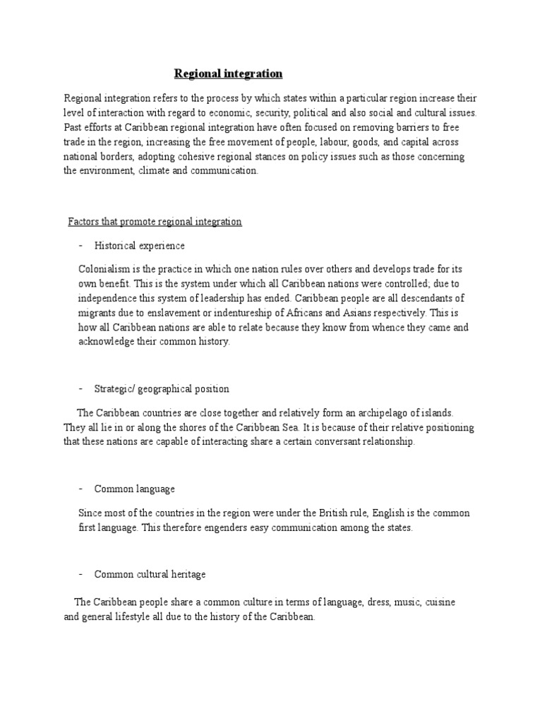 Caribbean Regional Integration Overview | PDF | Regional Integration ...