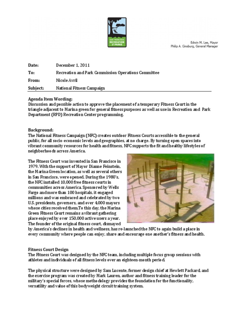 Item 5 e Marina Green Area Fitness Court Staff Report 121511 | PDF ...