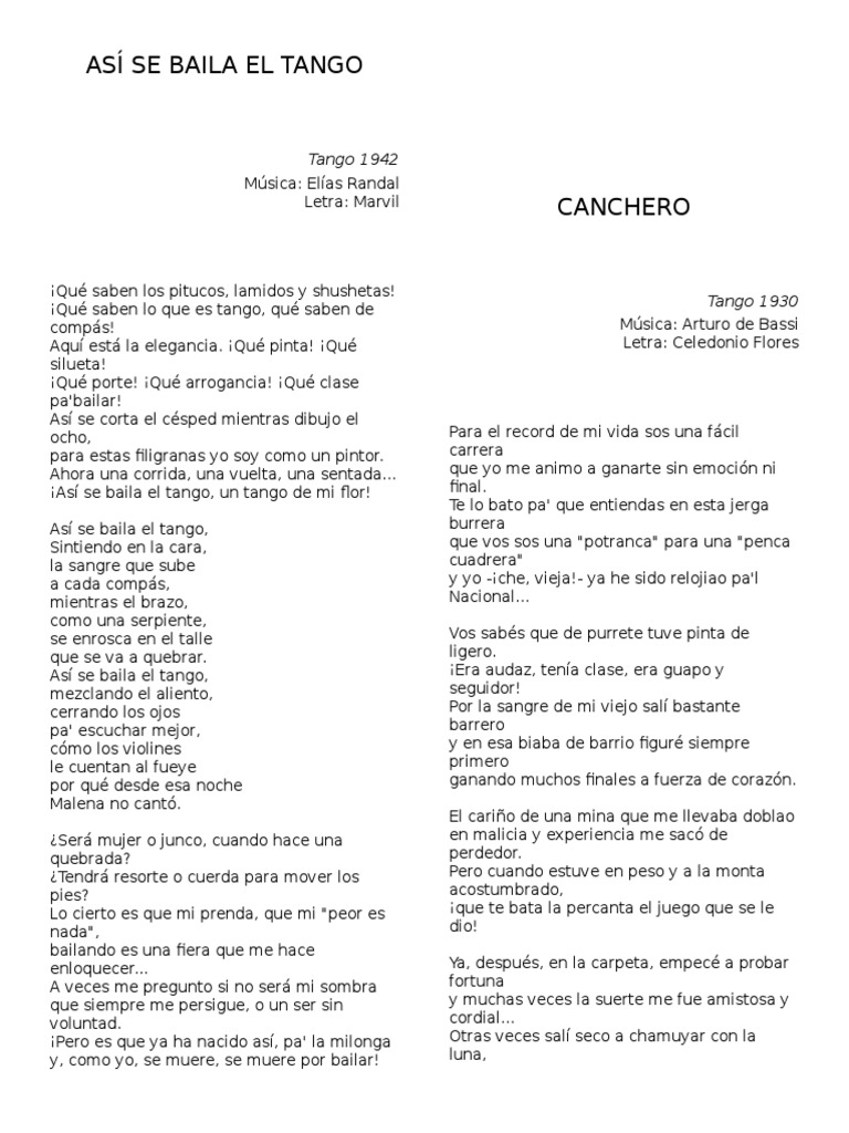 Letra Tangos!!! | PDF | Musica Tango | Musica centroamericana