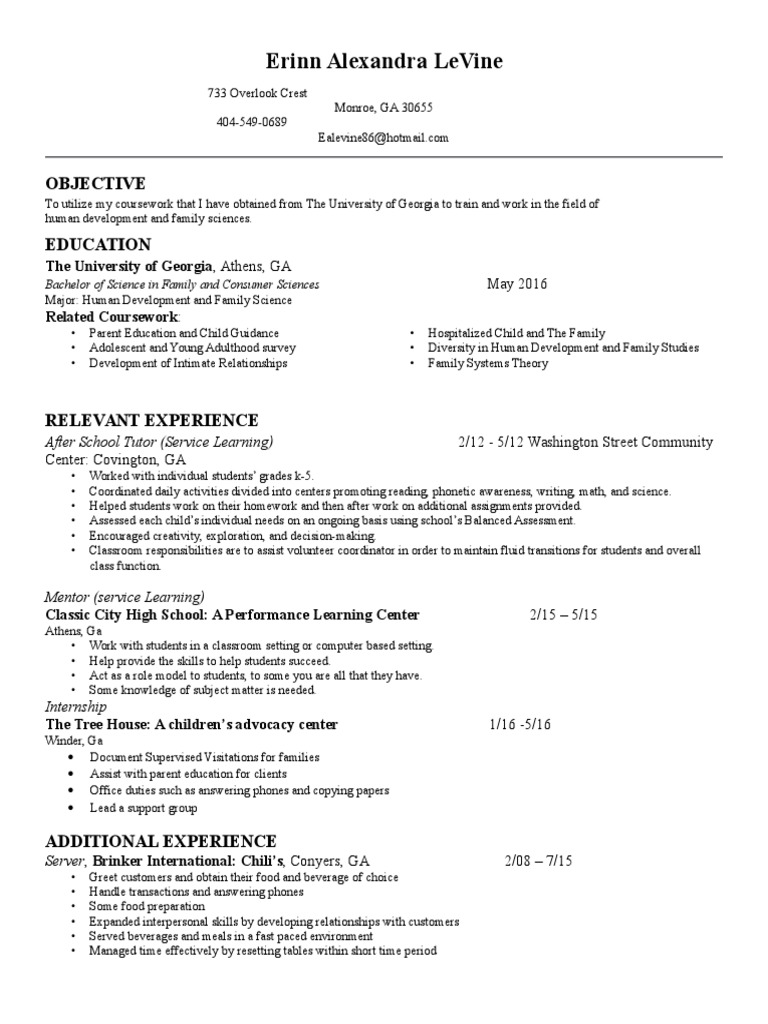 Human Development & Family Science Resume | PDF | Social Science | Wellness