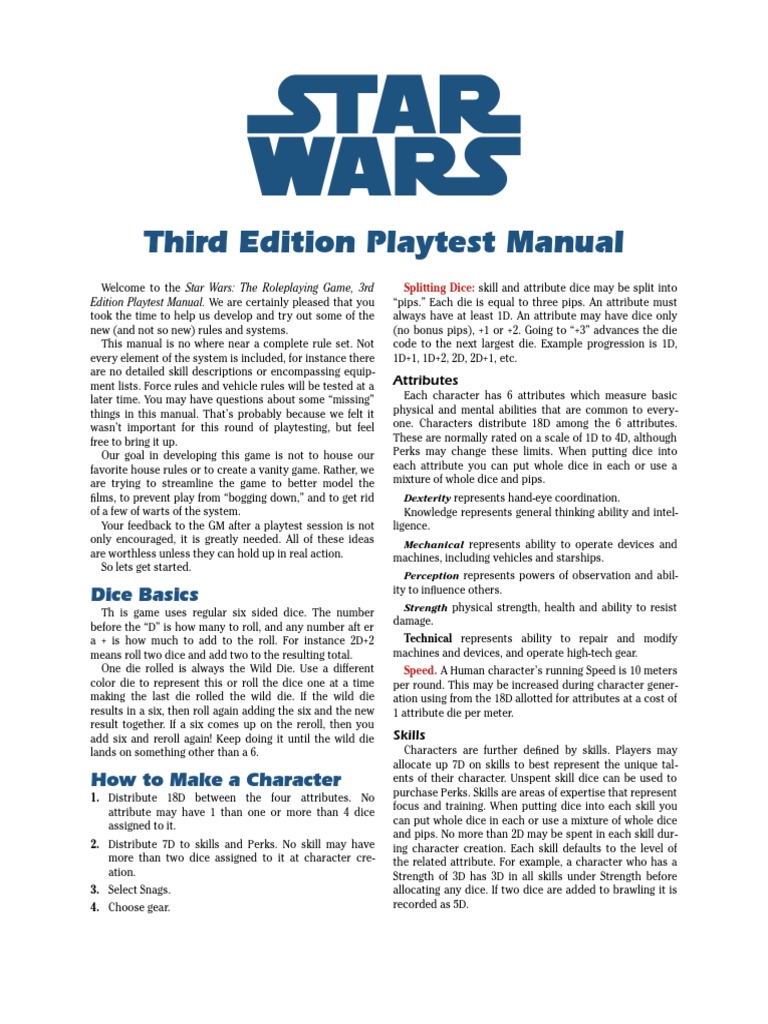 Third Edition Playtest Manual: Dice Basics | PDF | Fire Control System ...