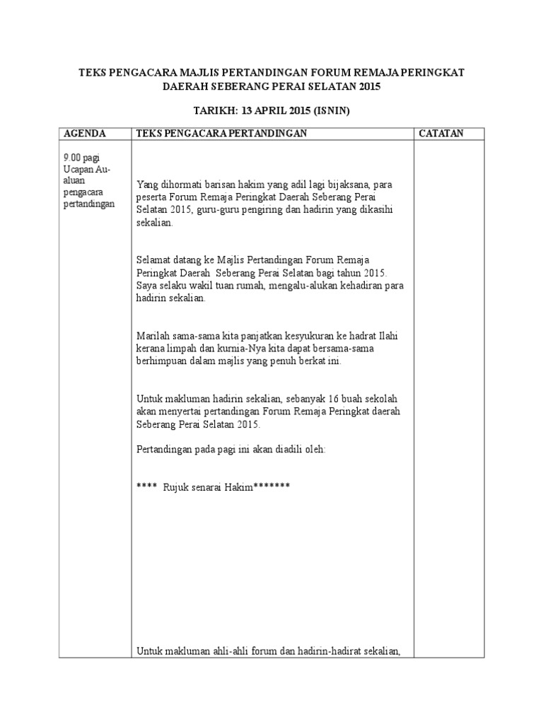 Teks Forum Remaja | PDF