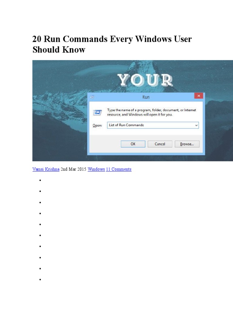 20 Run Commands Every Windows User Should Know | PDF | Windows Registry | Computer Keyboard