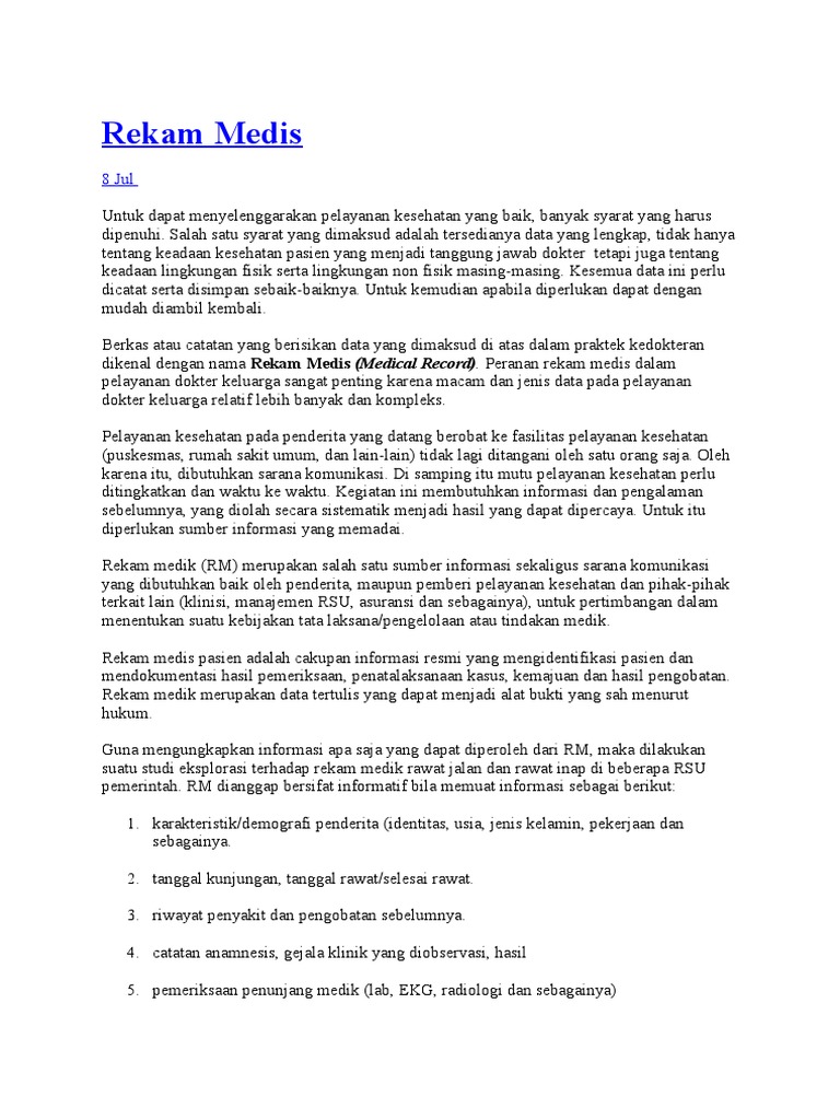 Rekam Medis 2016 | PDF | Pengembangan Diri | Kesehatan Holistik