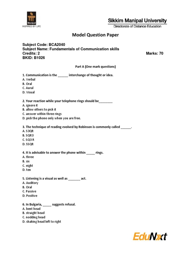 BCA2040-Model Question Paper | PDF | Style (Fiction) | Semiotics