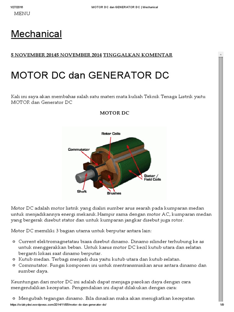 Motor DC Dan Generator DC | PDF | Sains & Matematika