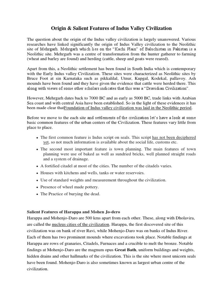 Indus Valley Civilisation | PDF | Neolithic