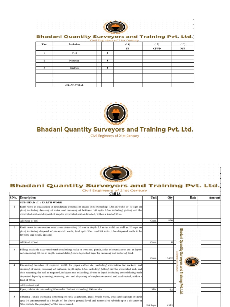 Civil Works Bill of Quantity | PDF | Deep Foundation | Window