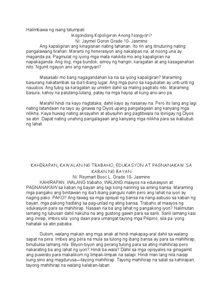 Halimbawa NG Isang Talumpati | PDF