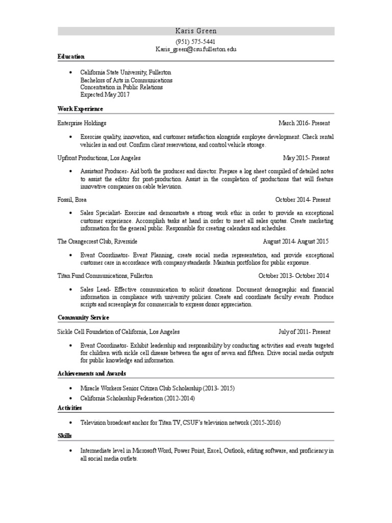 Karis Green's Professional Profile | PDF | Business | Social Science