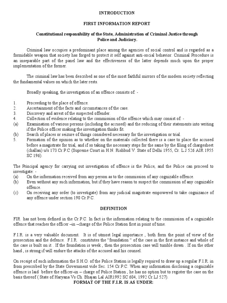 First Information Report PDF | PDF | Search And Seizure | Fine (Penalty)