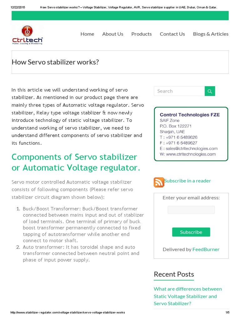 How Servo Stabilizers Function | PDF | Power Supply | Electronic Circuits