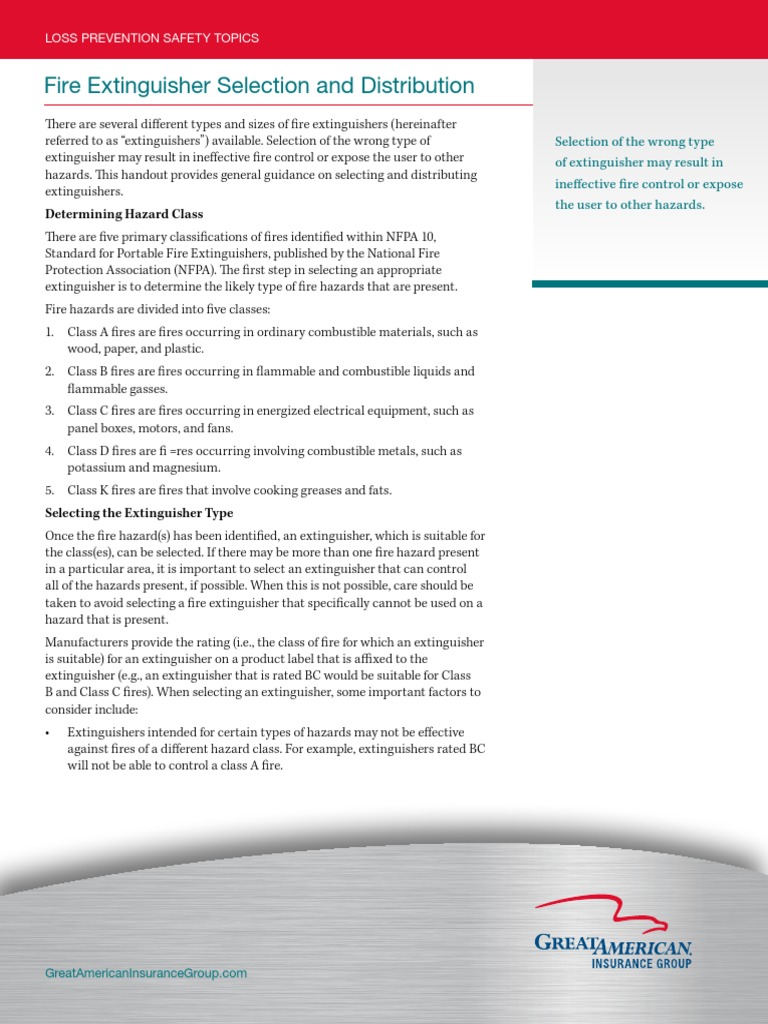 Fire Extinguisher Selection and Distribution | PDF | Hazards | Safety