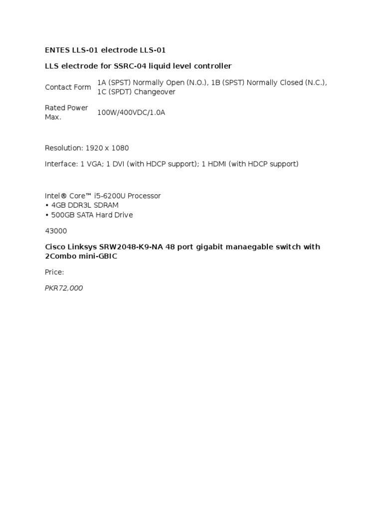 ENTES LLS-01 Electrode LLS-01 LLS Electrode For SSRC-04 Liquid Level ...