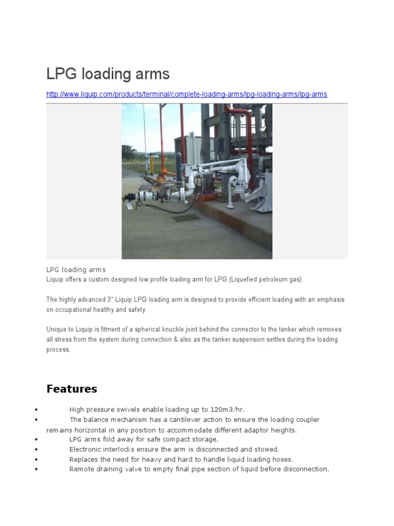 LPG Loading Arm - Liquip | PDF | Liquefied Petroleum Gas | Pipe (Fluid ...