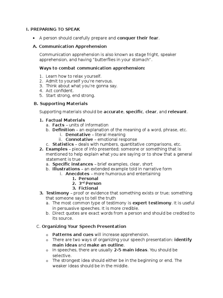 Public Speaking Outline | PDF | Public Speaking | Testimony