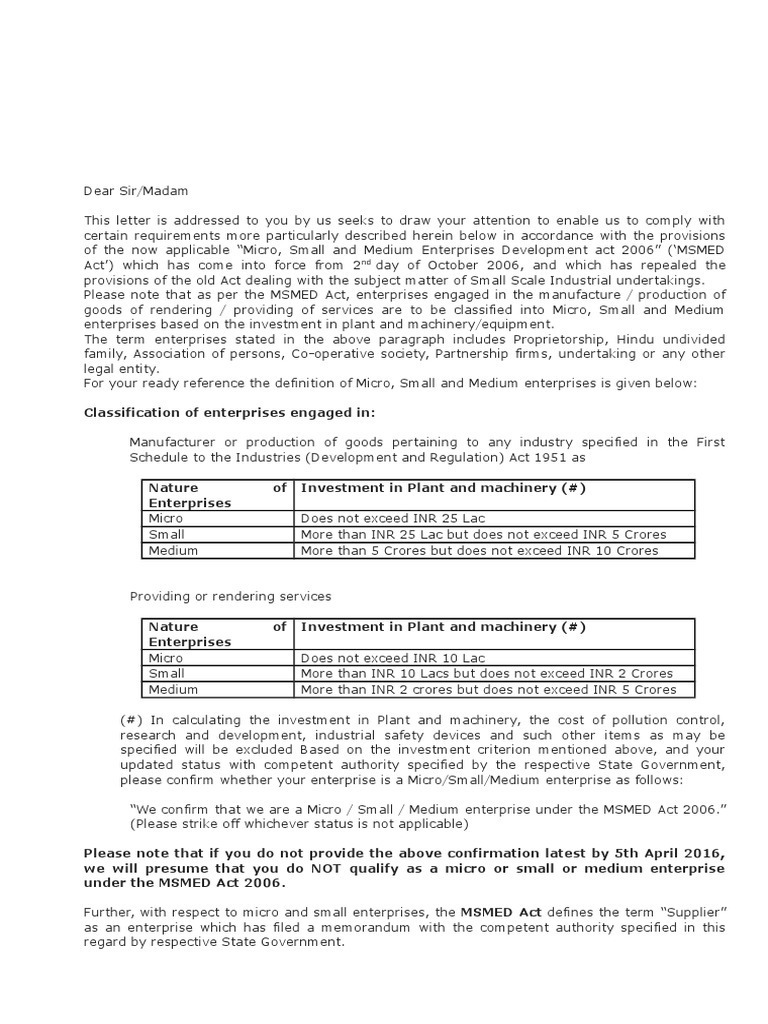 MSMED Confirmation | PDF | Small And Medium Sized Enterprises | Business