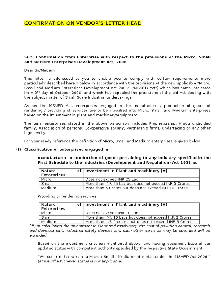 MSMED Confirmations | PDF | Small And Medium Sized Enterprises | Business