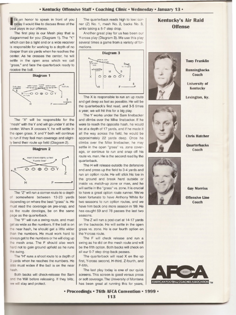 KY S Air Raid Offense AFCA Proceedings 1999 | PDF | Quarterback | Ball ...