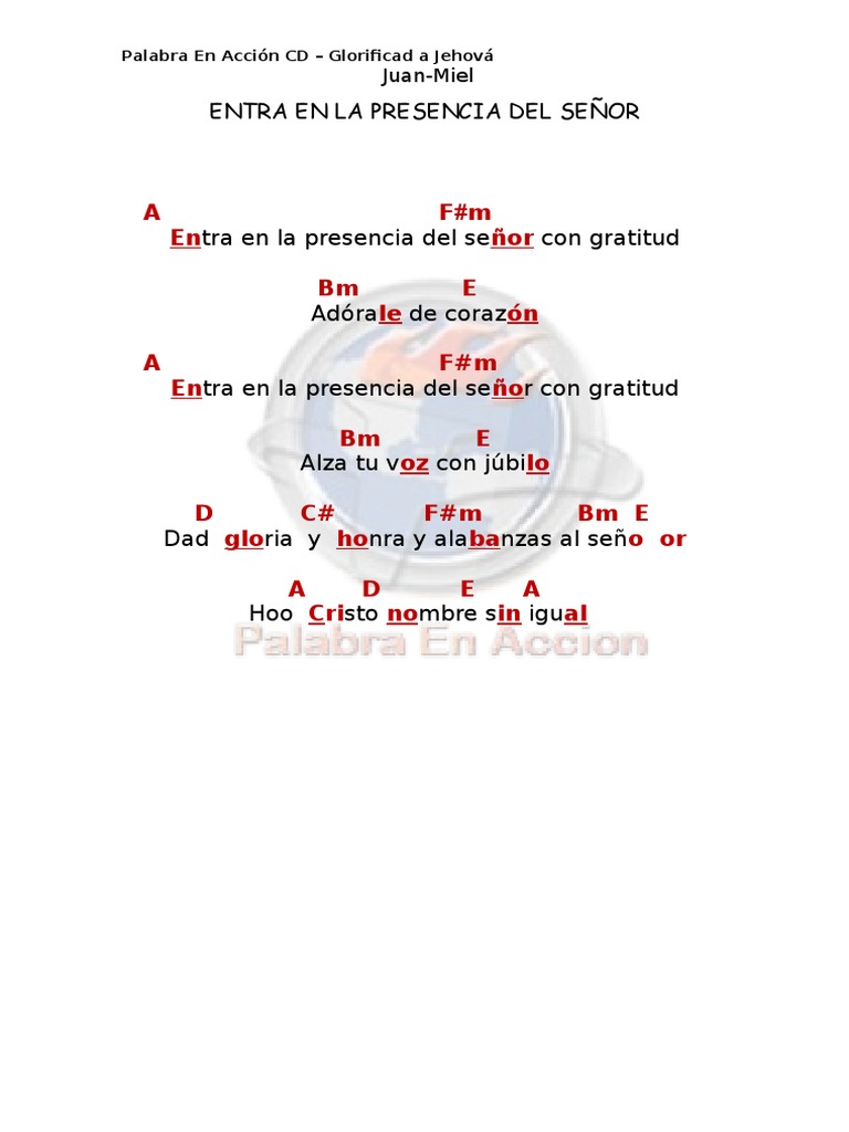 Entra en La Presencia Del Señor