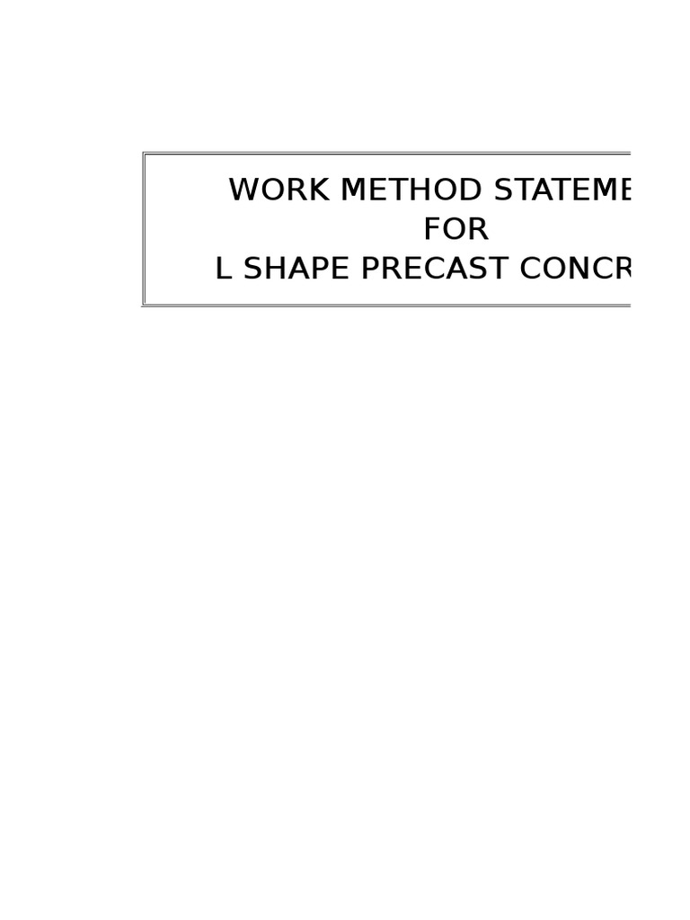 Work Method Statement FOR L Shape Precast Concrete | PDF
