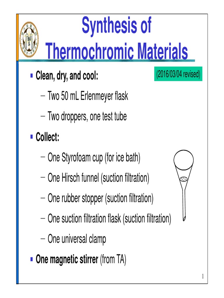 Synthesis of Thermochromic Materials | Filtration | Chemistry