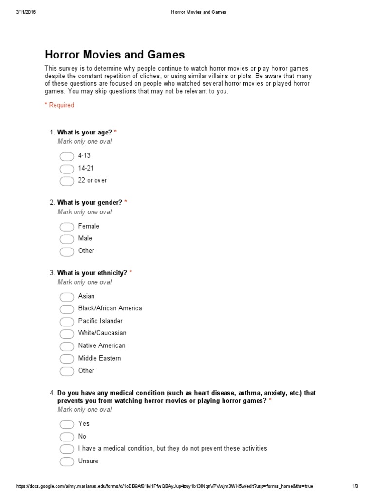 Horror Movies and Games Survey Insights | PDF | Horror Films | Anxiety