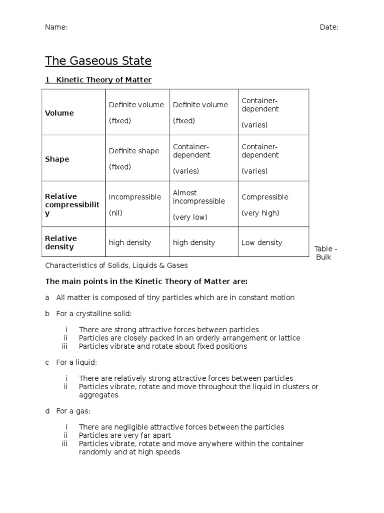 The Gaseous State | PDF | Gases | Physics
