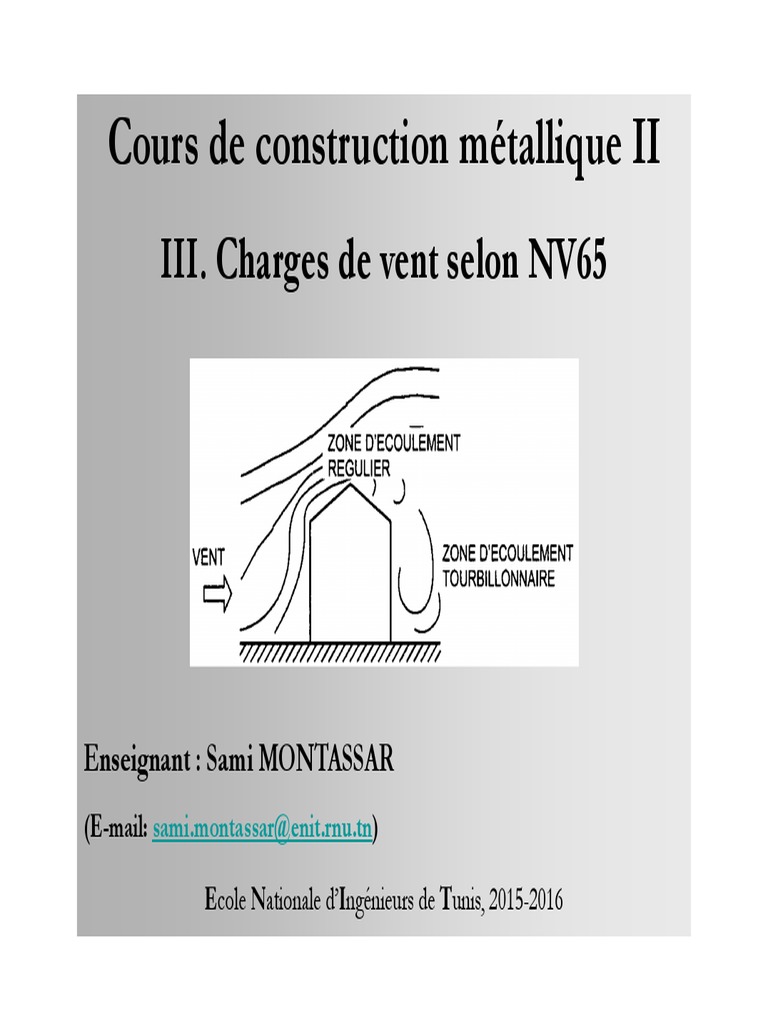 Cours CM 2 Chapitre 3 Charges de Vent Selon NV65!15!16 | PDF | Plaie | Pression