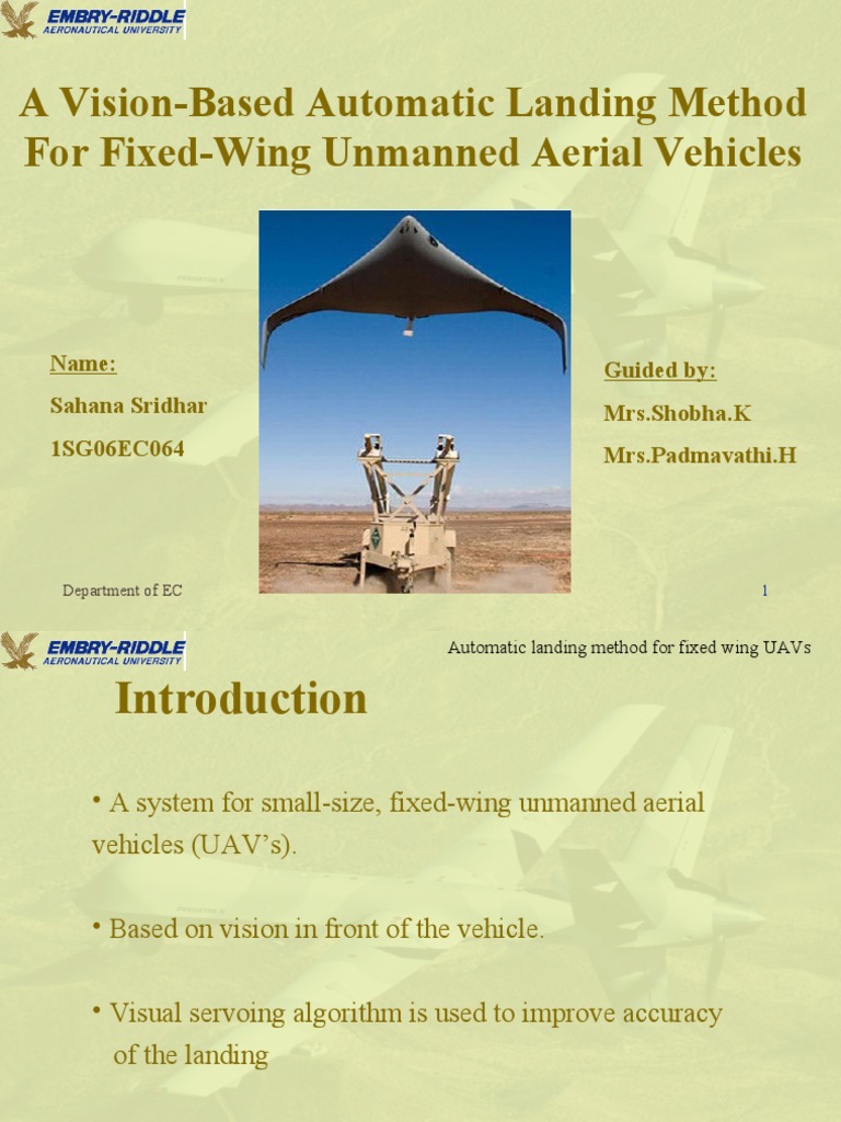 A Vision Based Automatic Landing Method Fro Fixed Wing Uavs | PDF ...