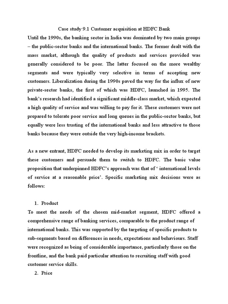 Marketing Mix of HDFC Bank | PDF | Marketing | Market (Economics)