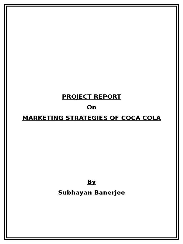 Project Report | PDF | Coca Cola | The Coca Cola Company