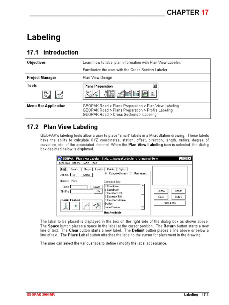 Geopak Labeling | PDF | Menu (Computing) | Icon (Computing)