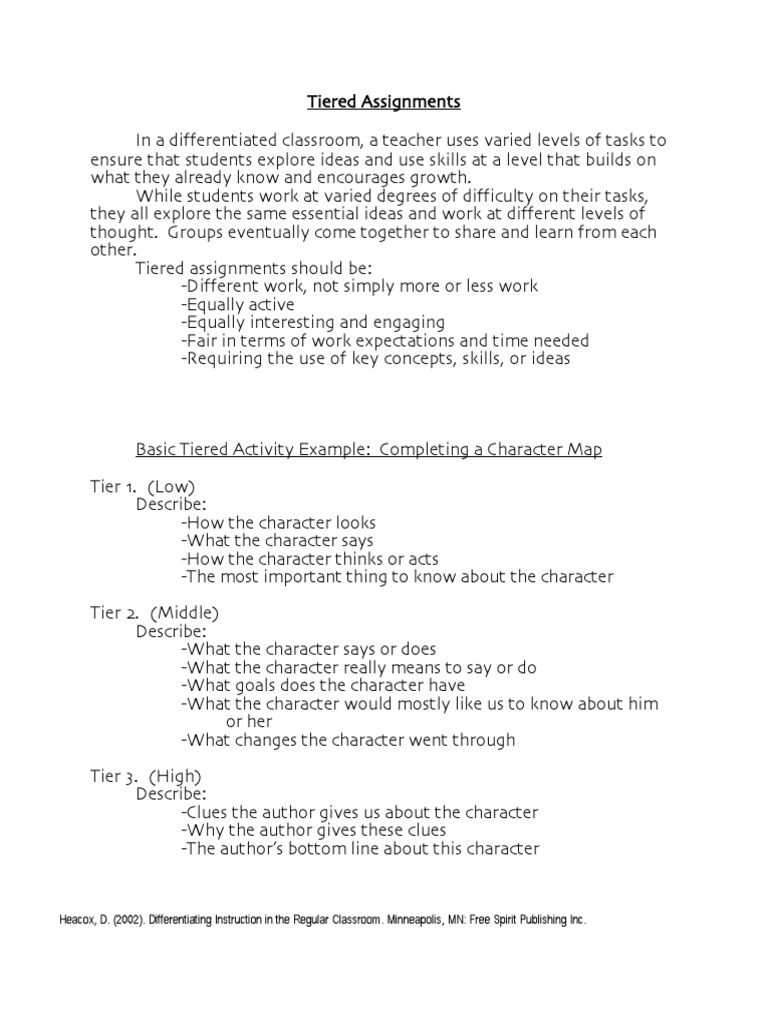 Activity 3a Tiered Assignments | PDF | Differentiated Instruction ...