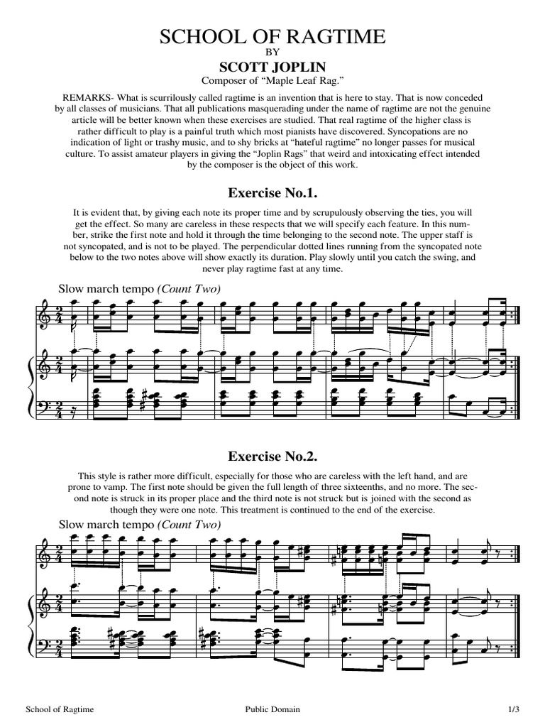School of Ragtime Exercises | PDF | Ragtime | Scott Joplin