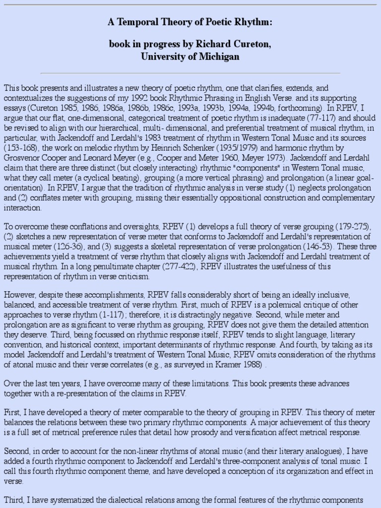 Temporal Theory of Poetic Rhythm | PDF | Rhythm | Poetry