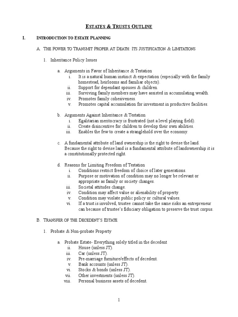Estates and Trusts Outline | PDF | Will And Testament | Probate