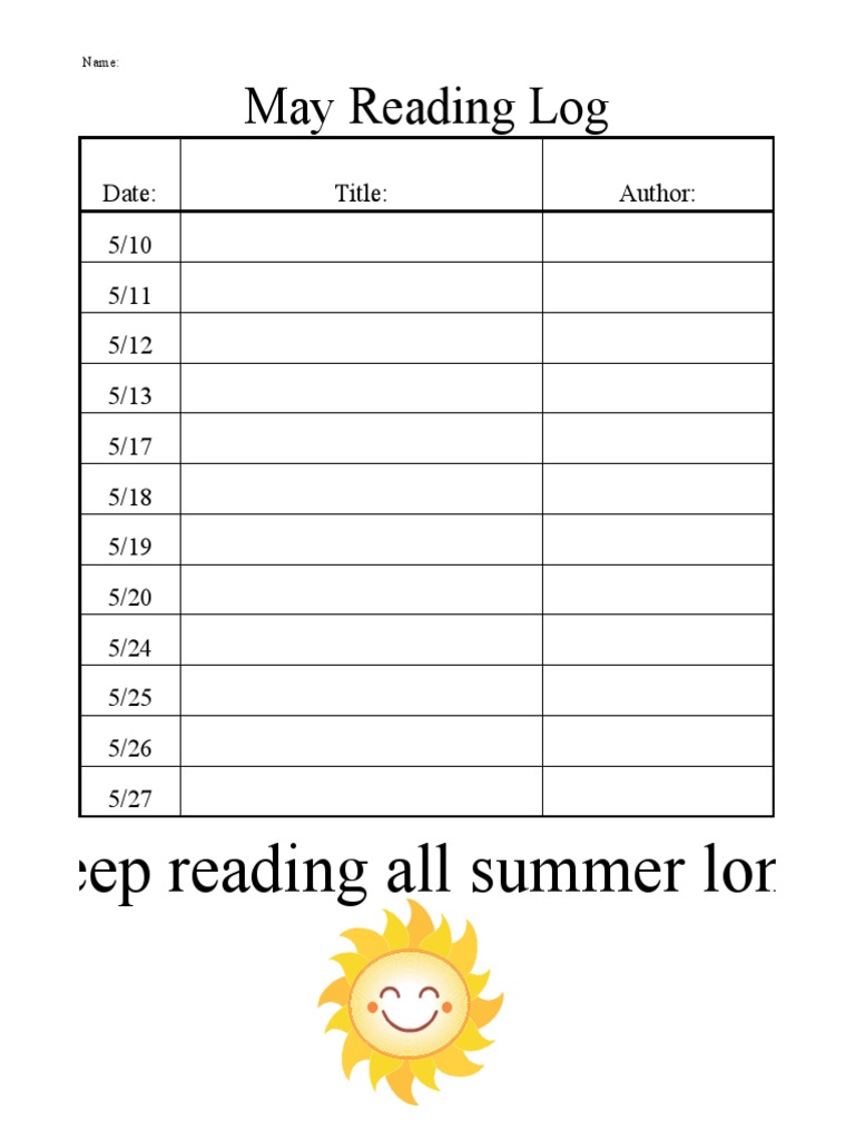 May Reading Log | PDF