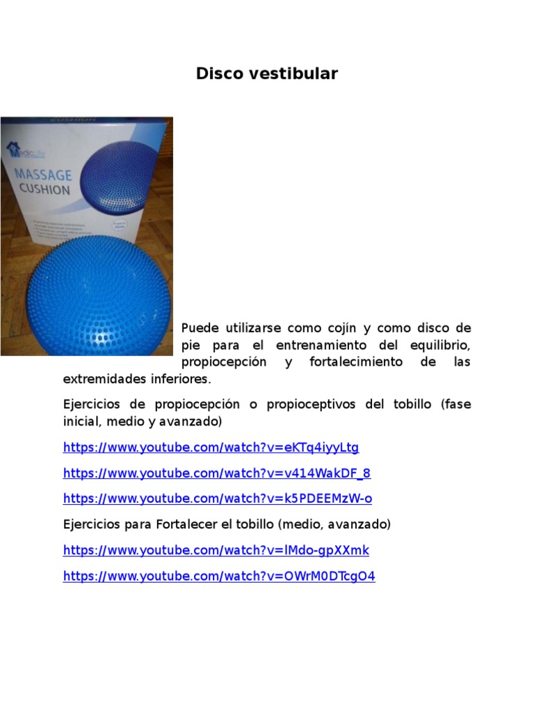 Ejercicios de equilibrio con disco vestibular | PDF | Salud y bienestar