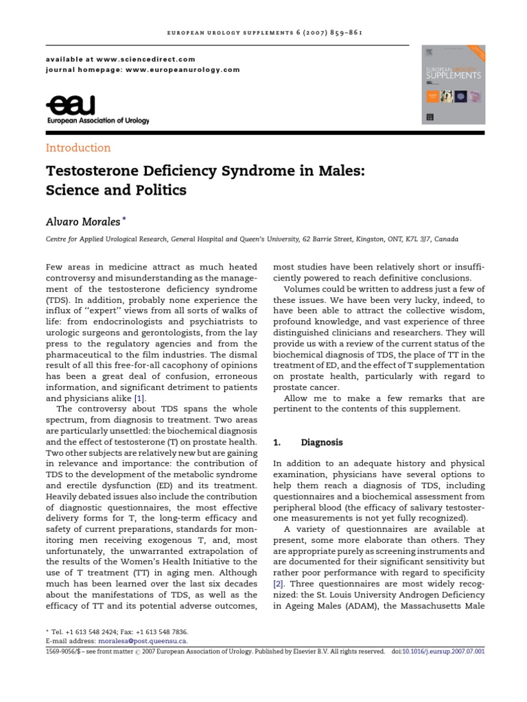 Testosterone Deficiency Syndrome 5 | PDF | Prostate Cancer | Androgen