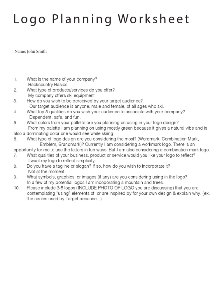 Logo Planning Worksheet | PDF | Career & Growth