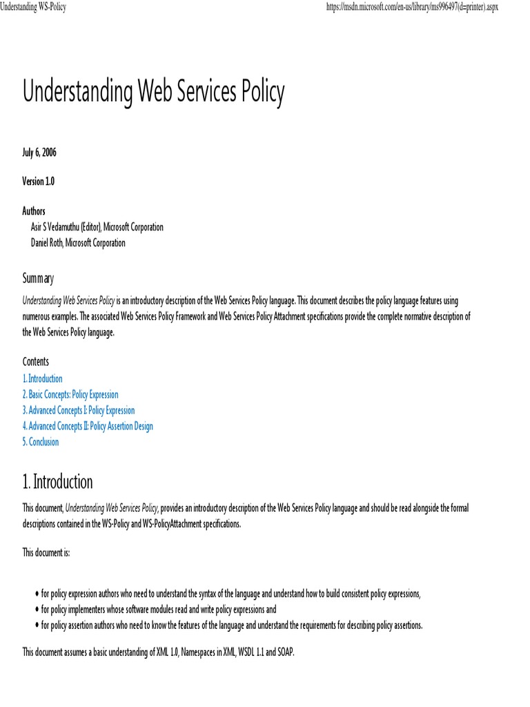 Understanding WS Policy | Download Free PDF | Web Service | Soap